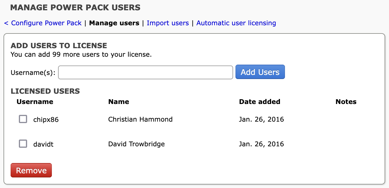 Managing Licensed Users | Power Pack Documentation | Review Board